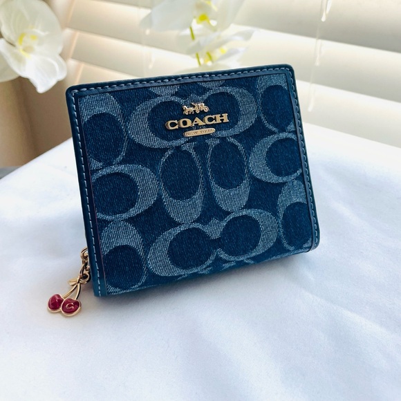 Coach | Bags | Coach Cherry Signature Denim Snap Wallet New | Poshmark